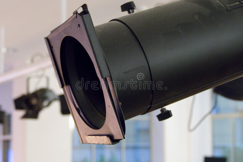 Black Stage Light on a Steel Structure Support Stock Photo - Image of ...