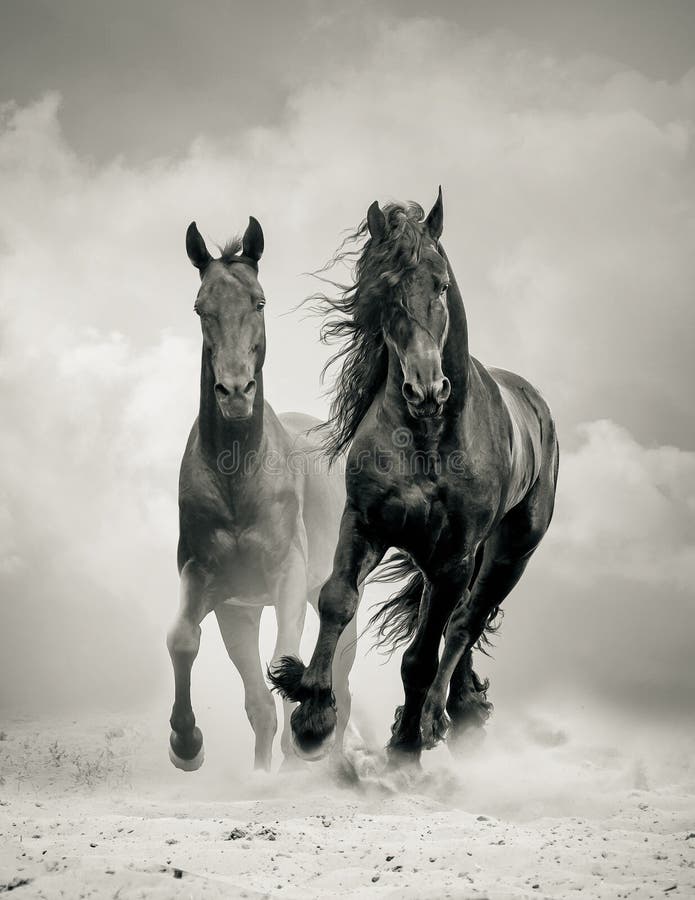 Two stallions stock image. Image of moving, light, grey - 11079719