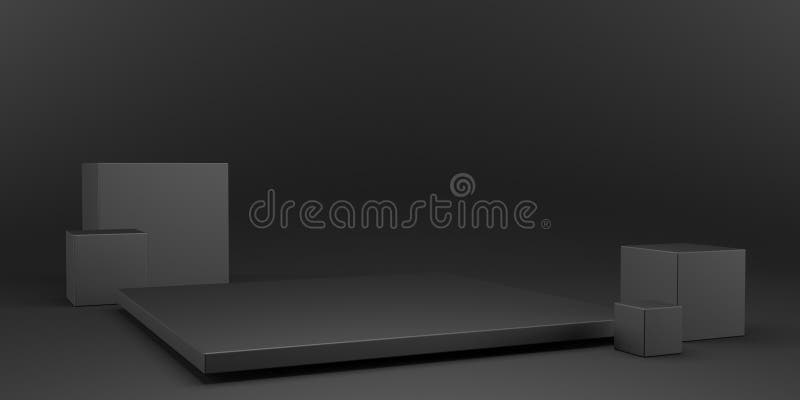 Black Stand Podium on Dark Background. Realistic Dark Platform Stock ...
