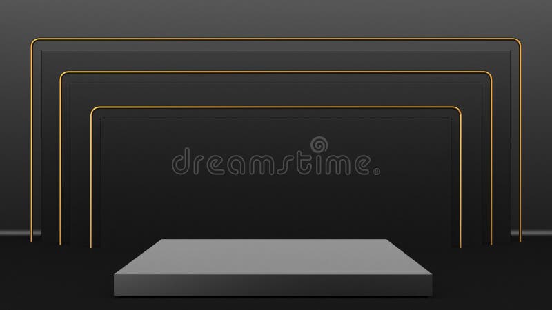 Black Stand Podium on Dark Background. Realistic Dark Platform Stock ...