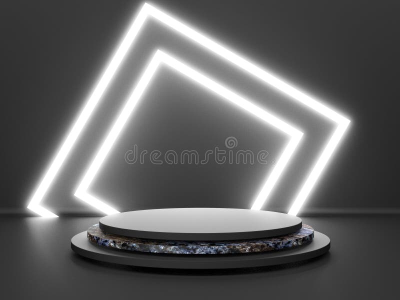 Black Stand Podium on Dark Background. Realistic Dark Platform Stock ...
