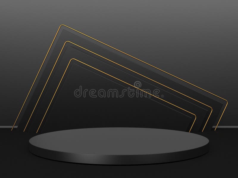 Black Stand Podium on Dark Background. Realistic Dark Platform Stock ...