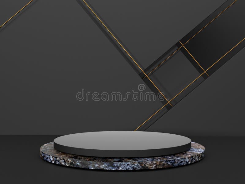 Black Stand Podium on Dark Background. Realistic Dark Platform Stock ...