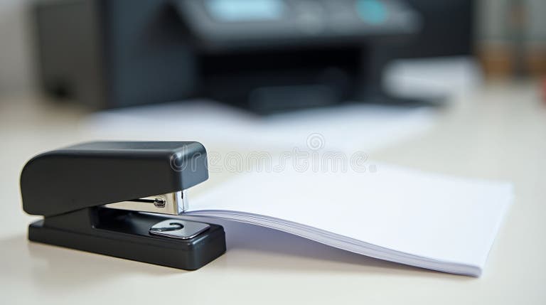 Black Stapler Fastening White Documents in Office Setting Stock Image ...
