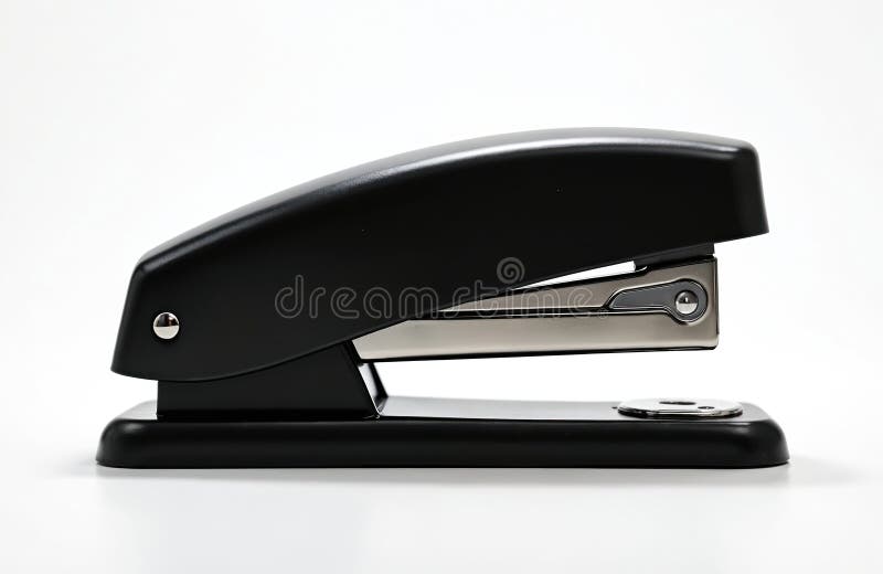 Black Stapler on White Backdrop. Office Equipment, Used Attach Pages ...