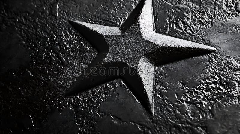 A Black Star Embossed on a Dark Textured Surface Stock Image - Image of ...
