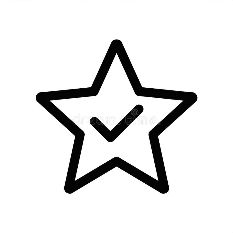 Black Star Featuring Checkmark Symbolizing Validation, Positive ...