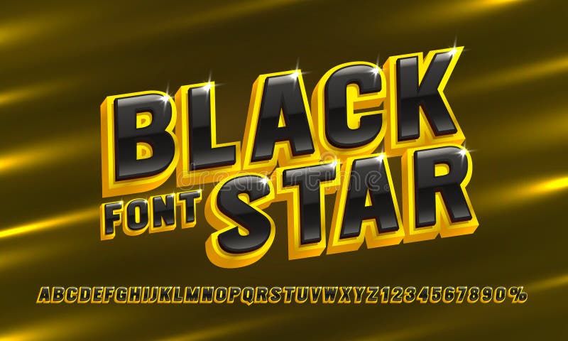 Black Star Font Set Collection, Letters and Numbers Symbol. Vector ...