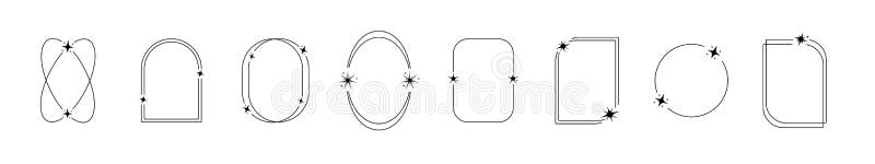 Black Star Frame Collection Outline. Border with Cosmic Elements Stock ...