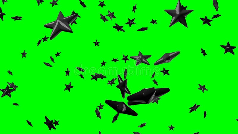 Black Star Objects on Green Chroma Key Background. Stock Video - Video ...