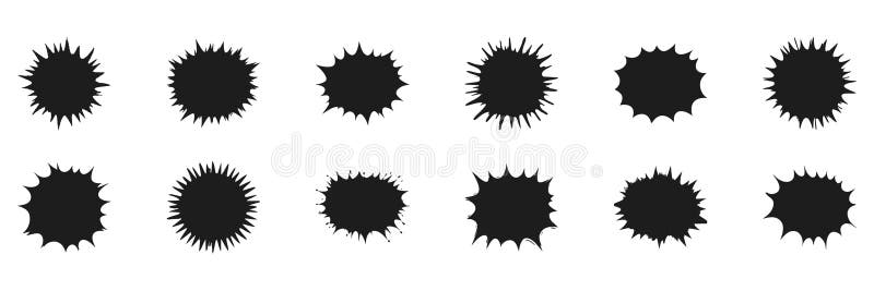 Black Starburst Shape Set. Dynamic Design Elements for Graphic Projects ...