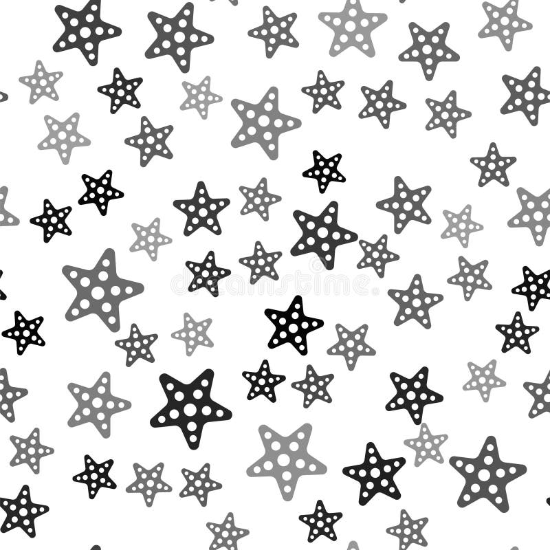 Black Starfish Icon Isolated Seamless Pattern on White Background ...