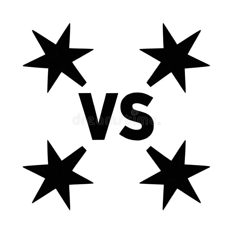 Black Stars Arranged Around the Versus Symbol on a White Background in ...