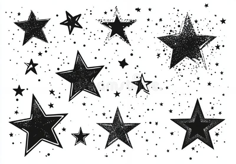 Black Stars Night Sky Pattern Design Texture Background Art Dark Bold ...