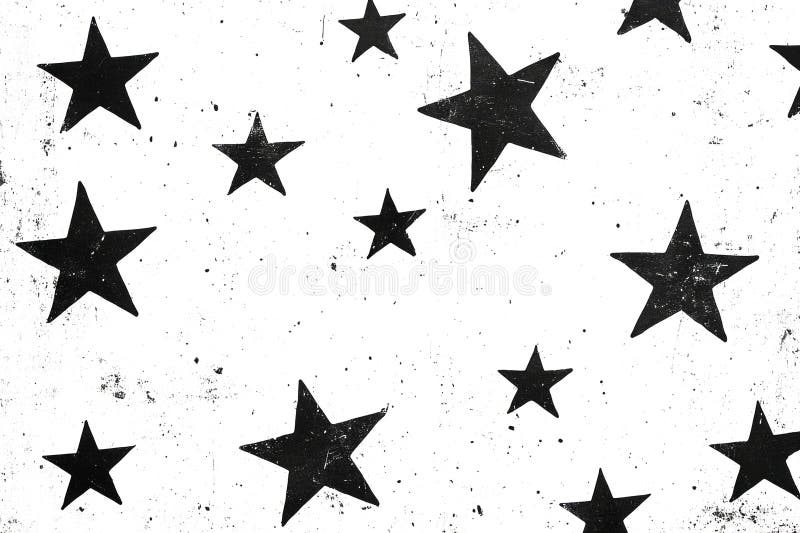 Black Stars Scattered on a Textured White Surface Stock Photo - Image ...