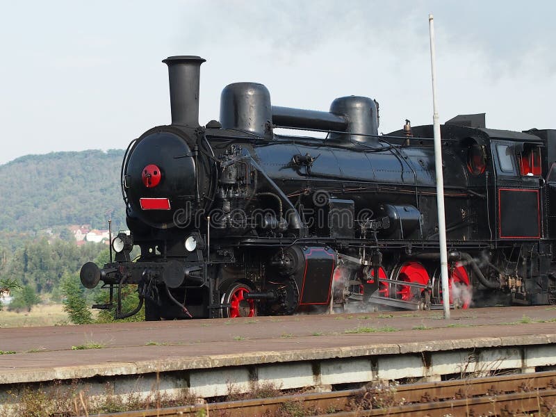 Black steam locomotive stock photo. Image of stoke, polished - 59135016