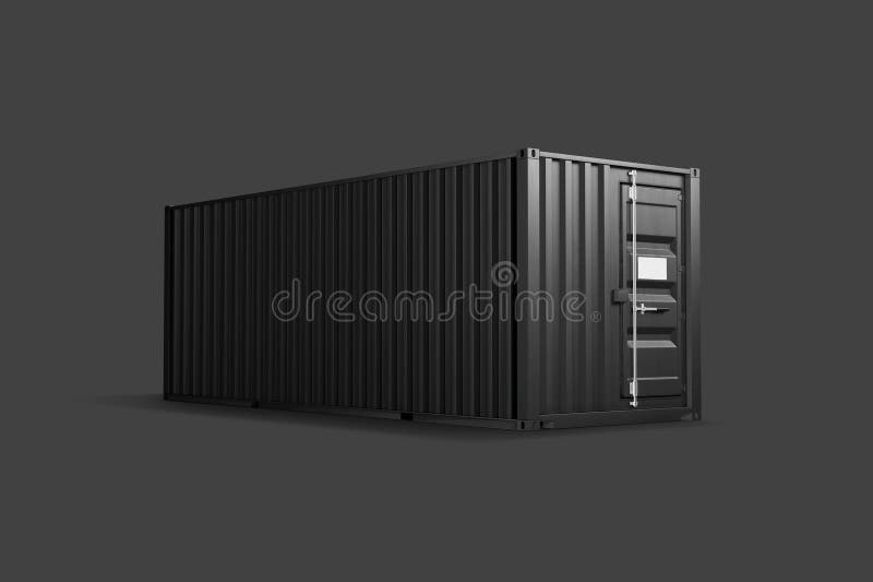 Black Steel Cargo Container Mockup, Half-turned View Stock Illustration ...