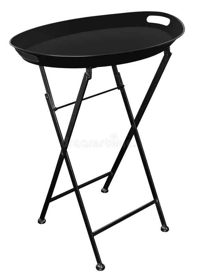 Black Steel Folding Table Isolated on White Background with Clipping ...