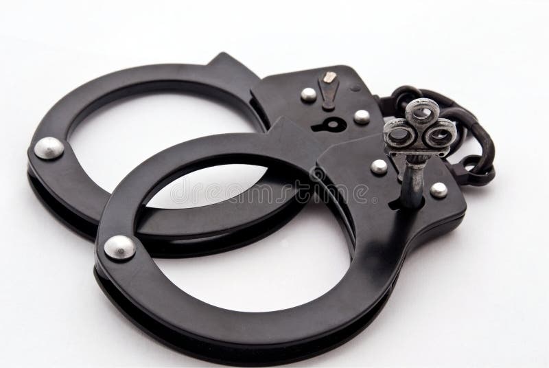 Black Steel Handcuffs with Key Stock Image - Image of metallic, lock ...