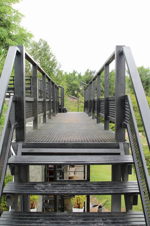 Steel Stairs Leading Up To the Bridge Stock Photo - Image of ladder ...