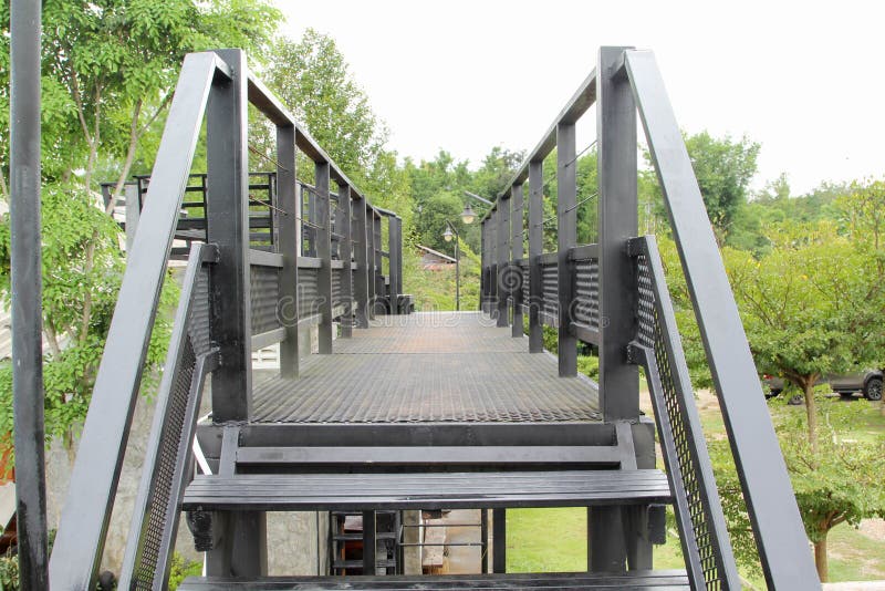 Steel Stairs Leading Up To the Bridge Stock Image - Image of detail ...