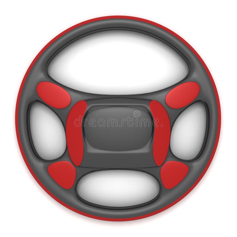Black Steering Wheel with Red Linings on Withe Background Stock ...