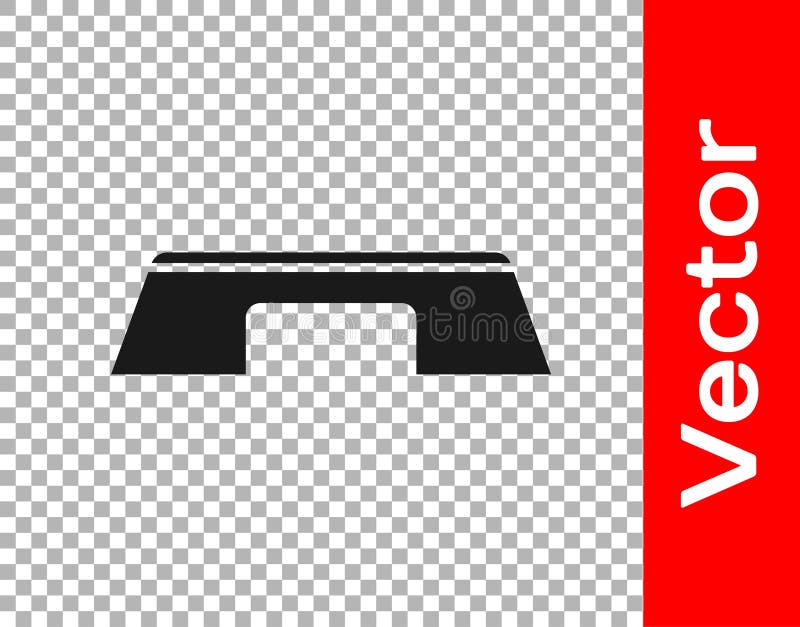 Black Step Platform Icon Isolated on White Background. Circle Button ...