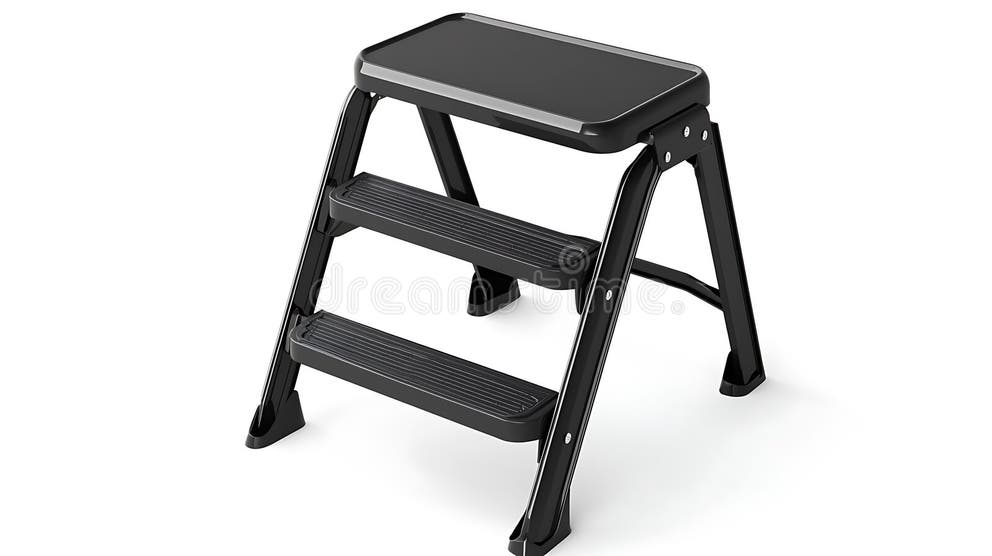 A Black Step Stool with Two Steps Stock Illustration - Illustration of ...