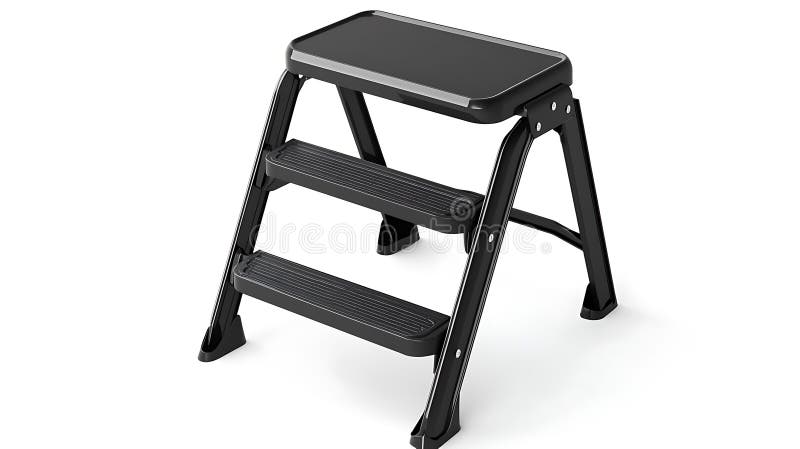 A Black Step Stool with Two Steps Stock Illustration - Illustration of ...