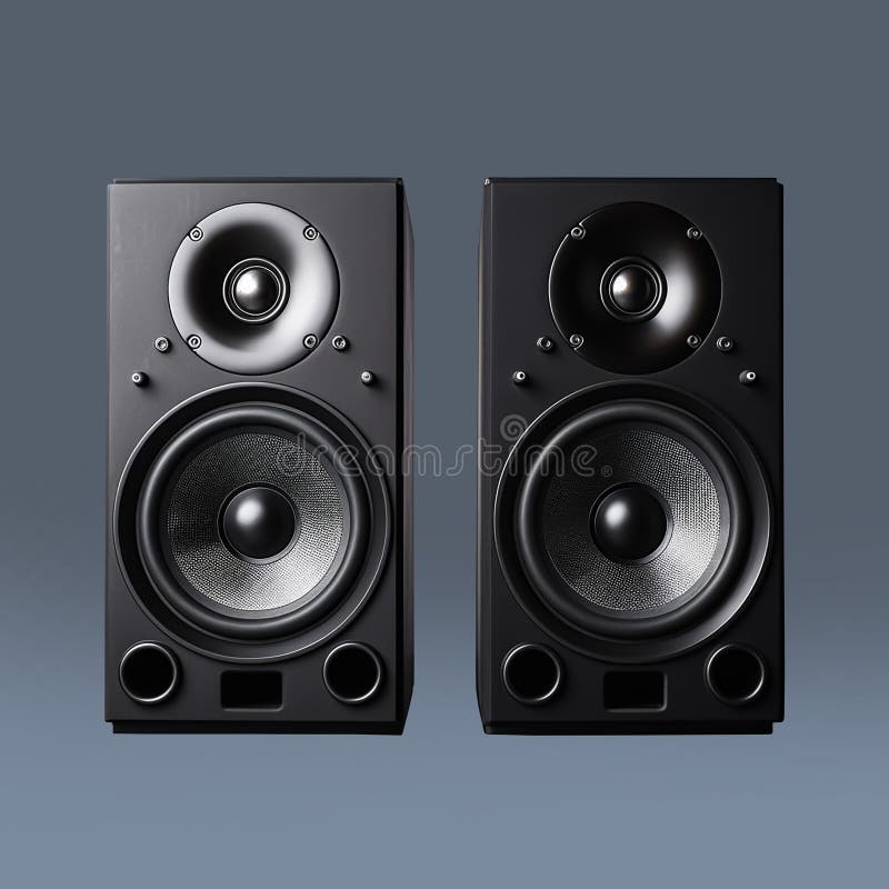 Black Stereo Speakers on a Simple Background Stock Illustration - Illustration of entertainment ...
