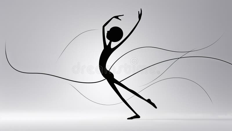 Minimalist Black Stick Figure Dance Stock Illustration - Illustration ...