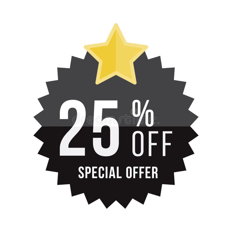 Black Sticker and Star with 25 Off Discount. Template of the Emblem ...