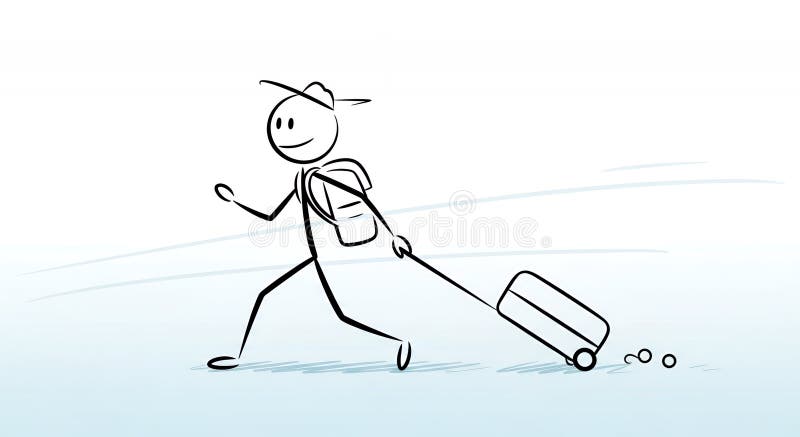 Stickman Tourist Pulling Luggage Stock Illustrations – 1 Stickman ...