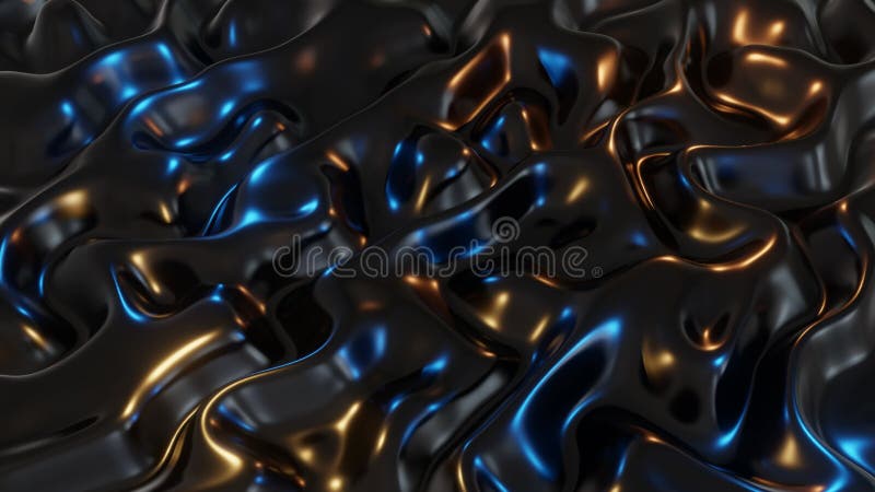 Black Sticky Fluid Moving in a Seamless Loop Motion Under Yellow and ...