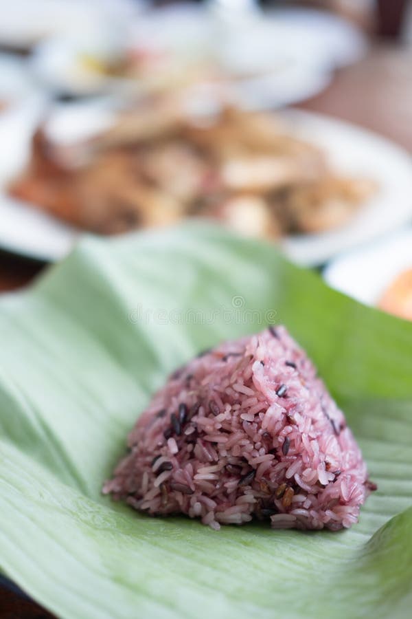 Black Sticky Rice on Banana Leaf Stock Image - Image of asian, fresh ...