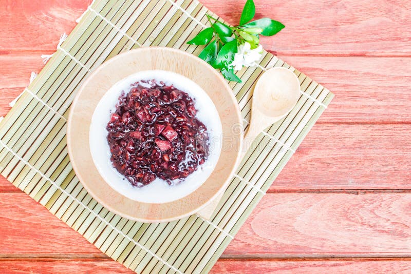 Black Sticky Rice Pudding with Taro, Thai Dessert. Stock Photo - Image ...