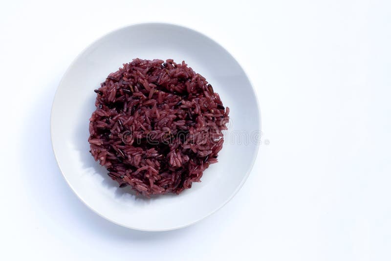 Black Sticky Rice on White Ceramic Dish Isolated on White Background ...