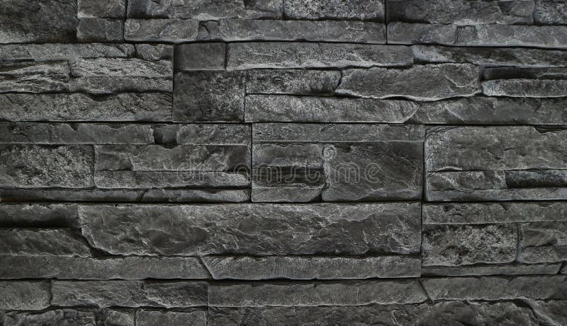 Black Stone Cladding Wall Made with Different Block Panels Stacked ...