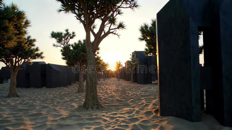 Desert Tree 3D Scene Rendering, Generative AI Stock Footage - Video of ...