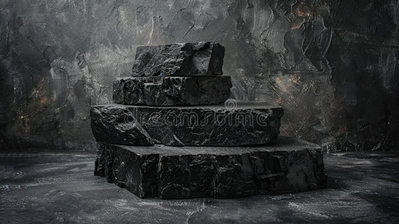 Black Stone Platform Against Dark Background Stock Illustration ...