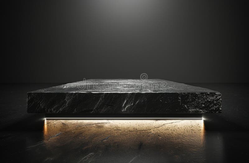 Black Stone Platform with Light on Rough Surface Stock Photo - Image of ...