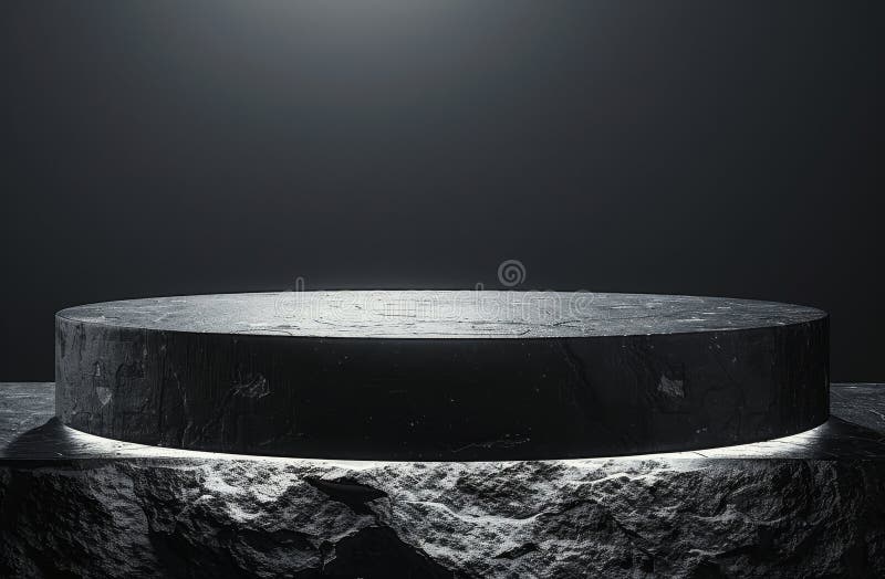 Black Stone Platform with Light on Rough Surface Stock Image - Image of ...