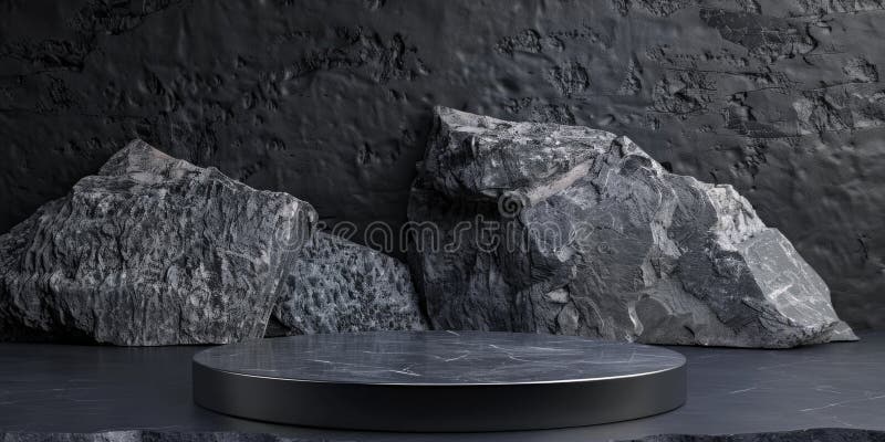 Black Stone Structure with a Round Base Stock Photo - Image of surface ...