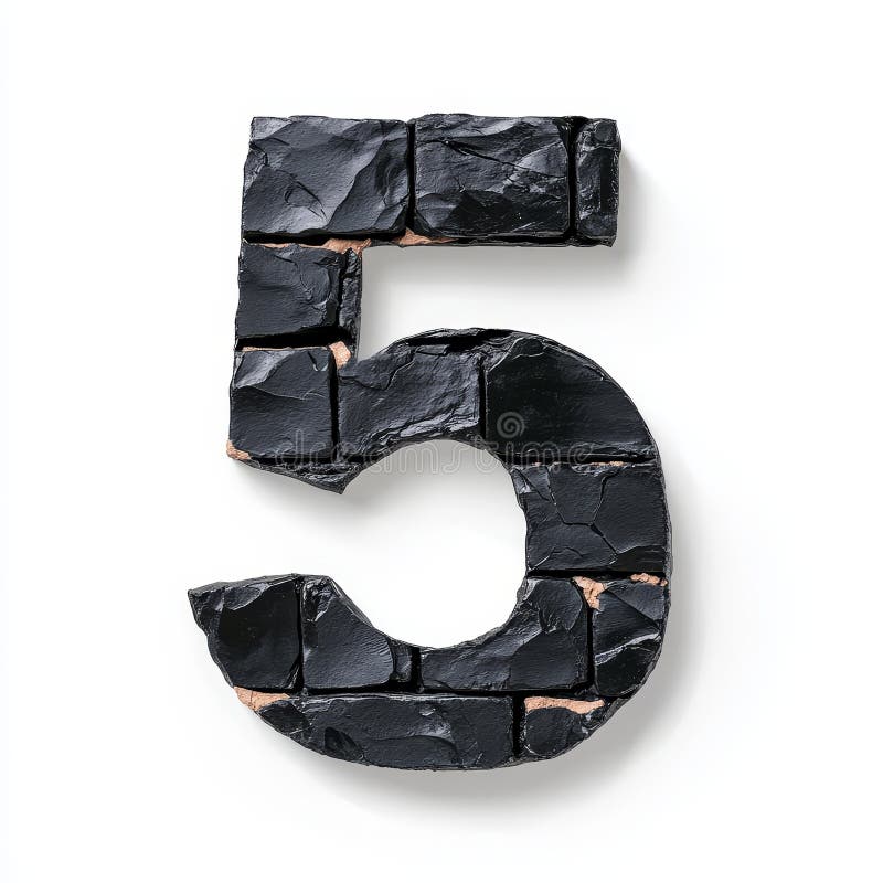 Black Stone Textured Number Five White Background Stock Photos - Free ...