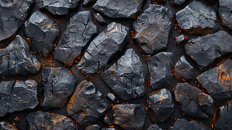 A Black Stone Wall with Orange Flames Stock Image - Image of ground ...
