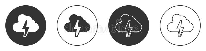 Black Storm Icon Isolated on White Background. Cloud and Lightning Sign ...