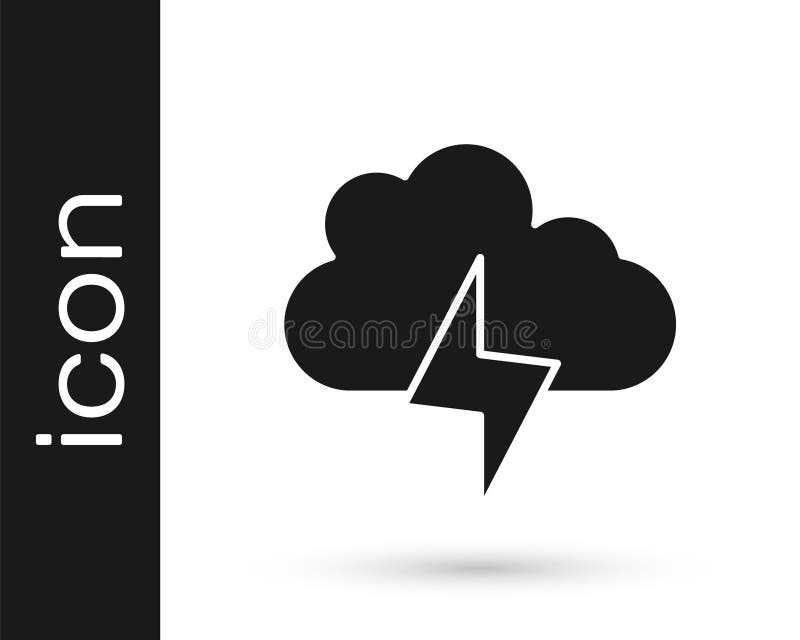 Black Storm Icon Isolated on White Background. Cloud and Lightning Sign ...