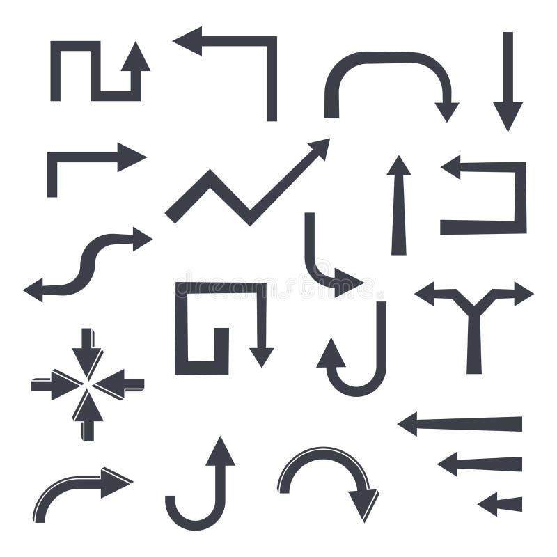 Black Straight Arrows. Set of Flat Icons Stock Vector - Illustration of ...