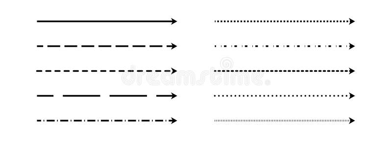 Black Straight Arrows Set. Long Thin Arrow Collection. Doodle Sketched ...