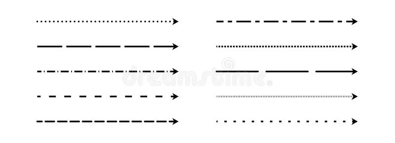Black Straight Thin Arrow Set. Long Thin Arrow Collection. Doodle ...